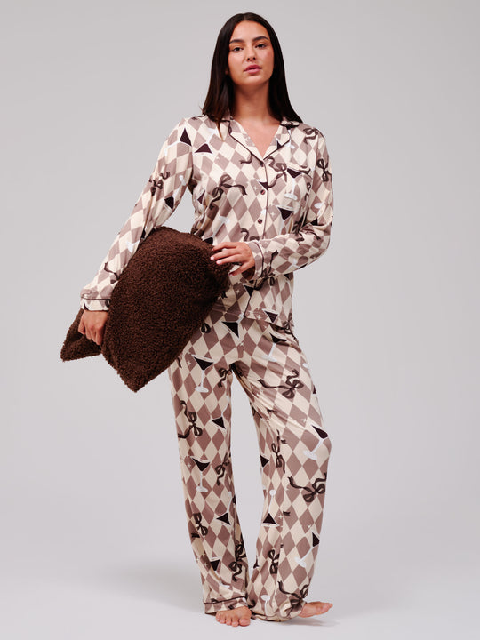 Snooze Jersey Espresso Martini Pyjama Set in Brown – Loungeable